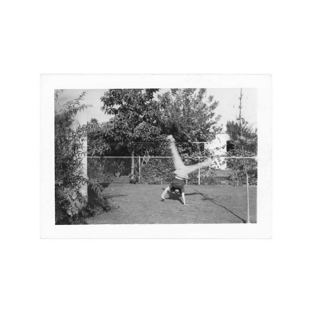 Cartwheel ~ Vintage Snapshot ~ Girl or Boy Doing Acrobatics Gymnastics ...