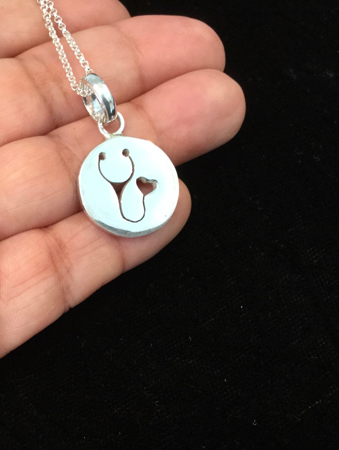 Stethoscope Necklace, Silver Stethoscope Charm, Doctor Gift, Medical ...