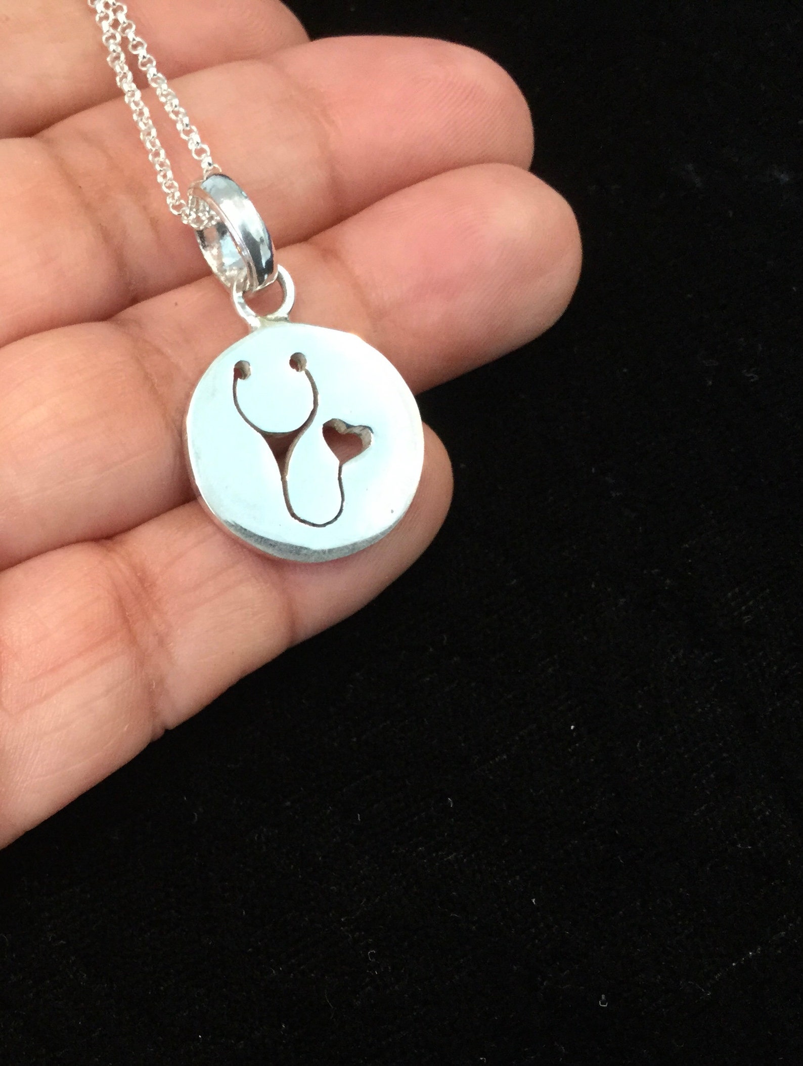 Stethoscope Necklace, Silver Stethoscope Charm, Doctor Gift, Medical ...