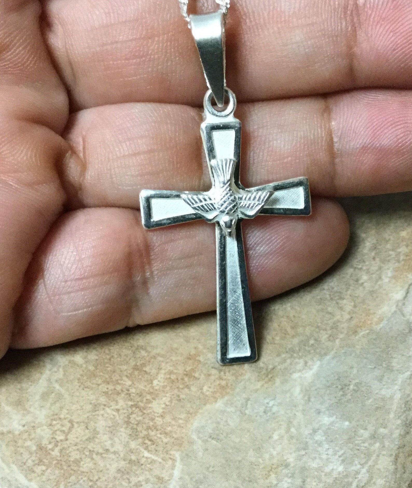 Sterling Silver Cross for Men Catholic Silver Cross Necklace - Etsy