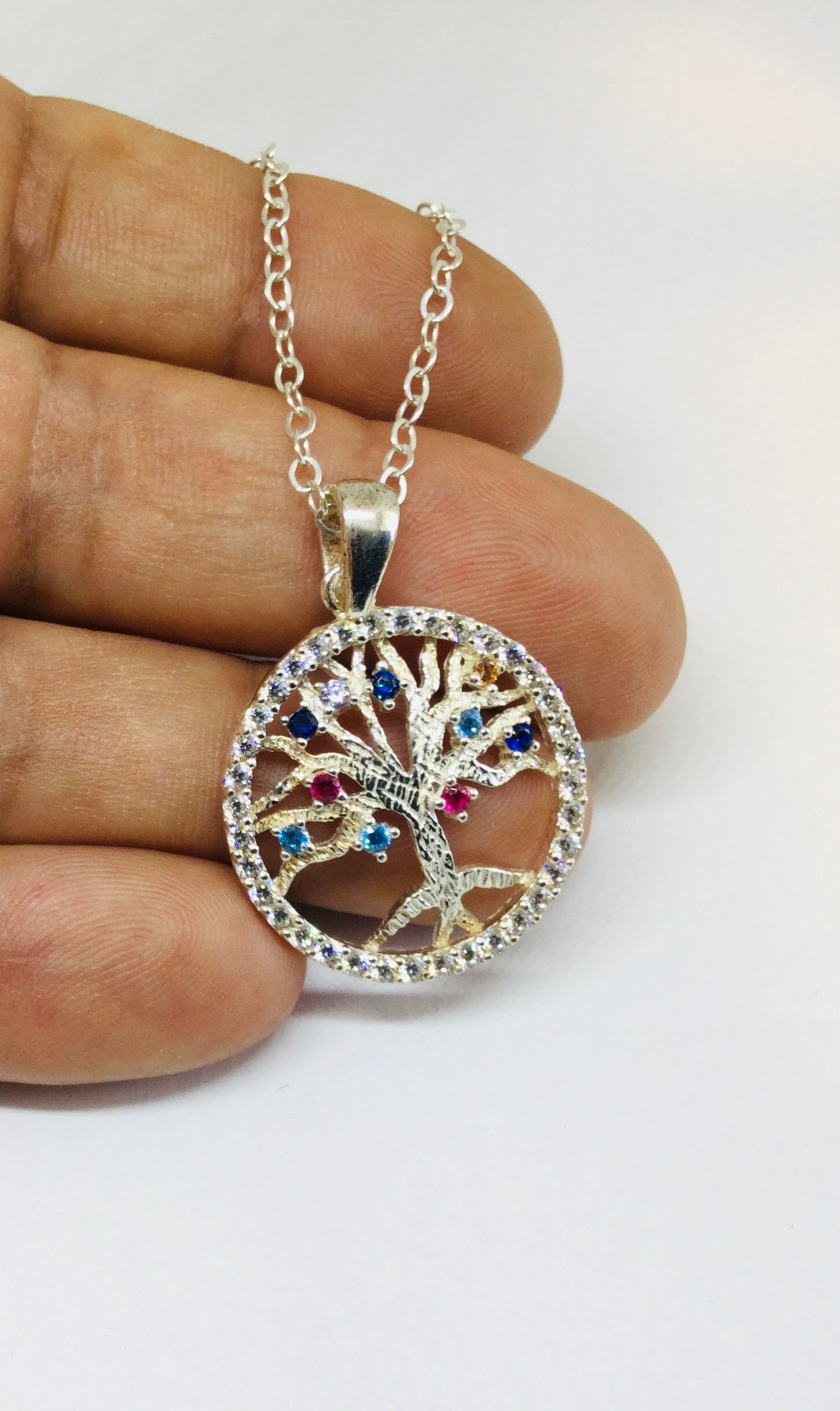 Tree of Life Necklace, Sterling Silver, Family Tree of Life Jewelry ...