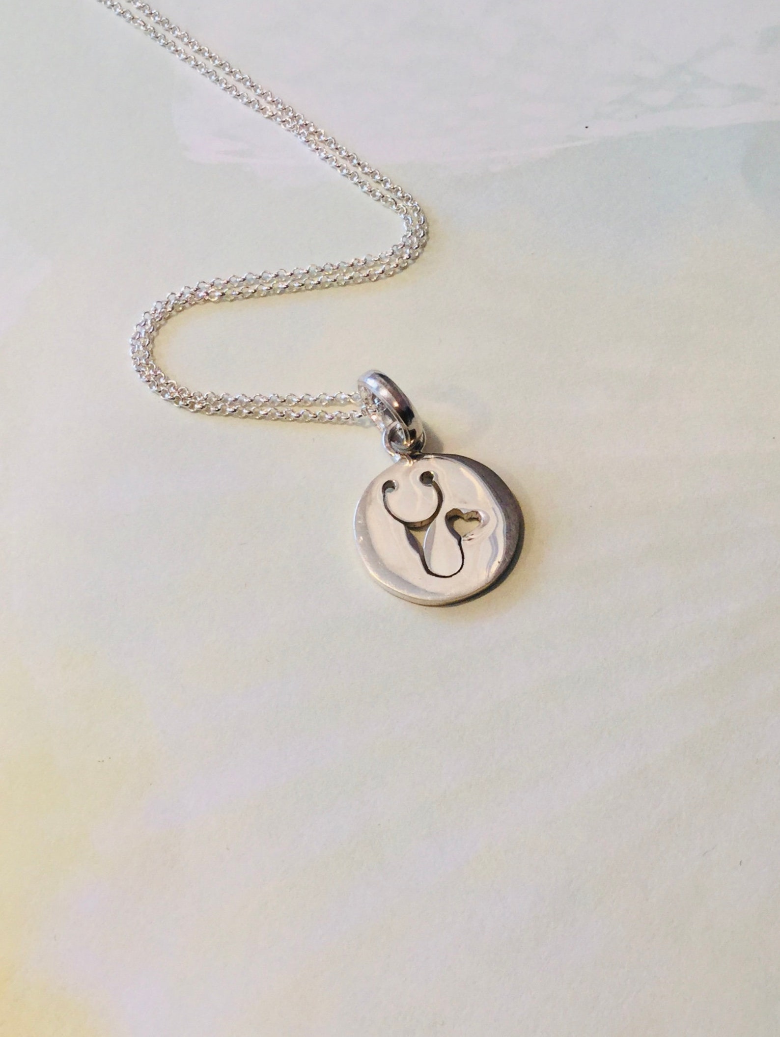 Stethoscope Necklace Silver Stethoscope Charm Doctor Gift | Etsy