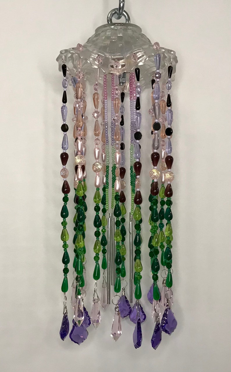 Crystal & Glass Beaded Wind Chime: Handmade Garden Decor - Etsy