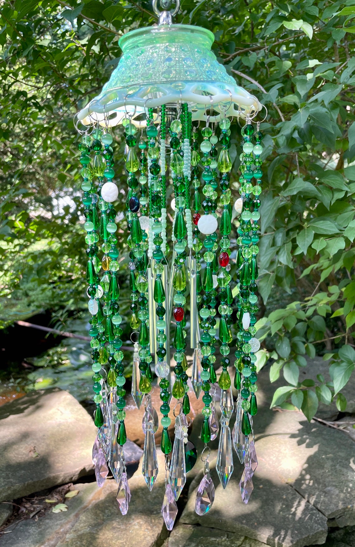 The Meadow Crystal and Glass Beaded Wind Chime - Etsy