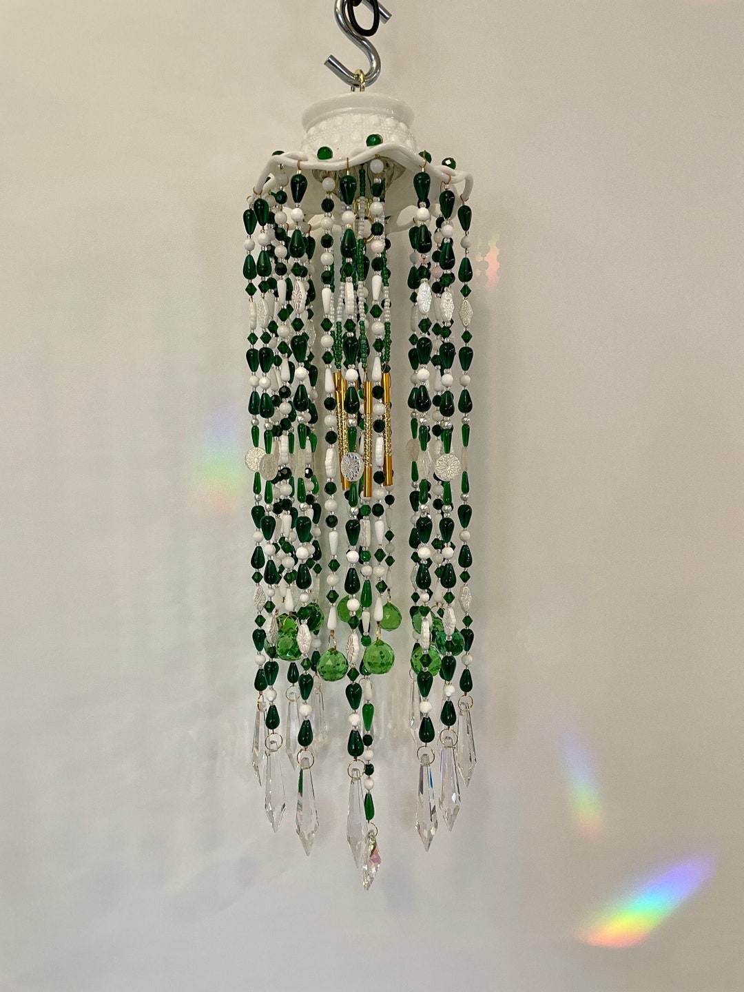 The Snow Fir Crystal and Glass Bead Wind Chime - Etsy