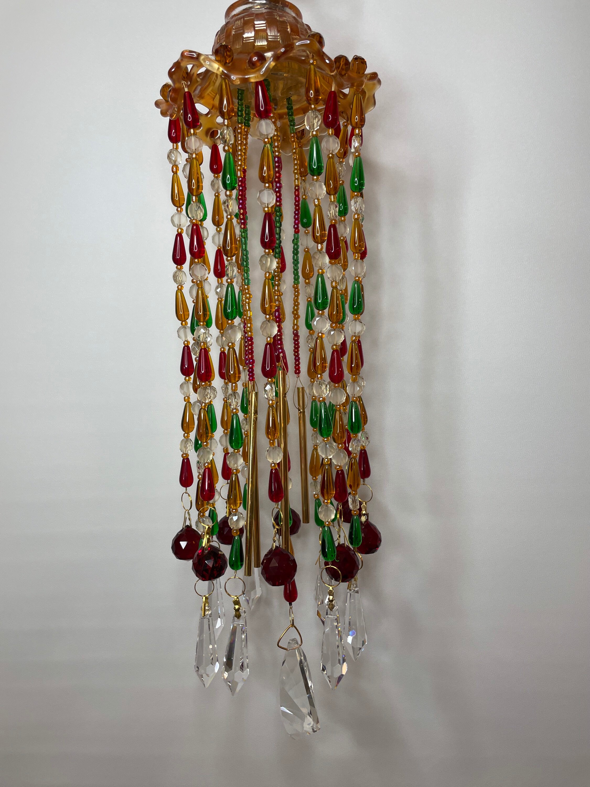 The Golden Cap Crystal and Glass Beaded Wind Chime Gift for Holiday ...