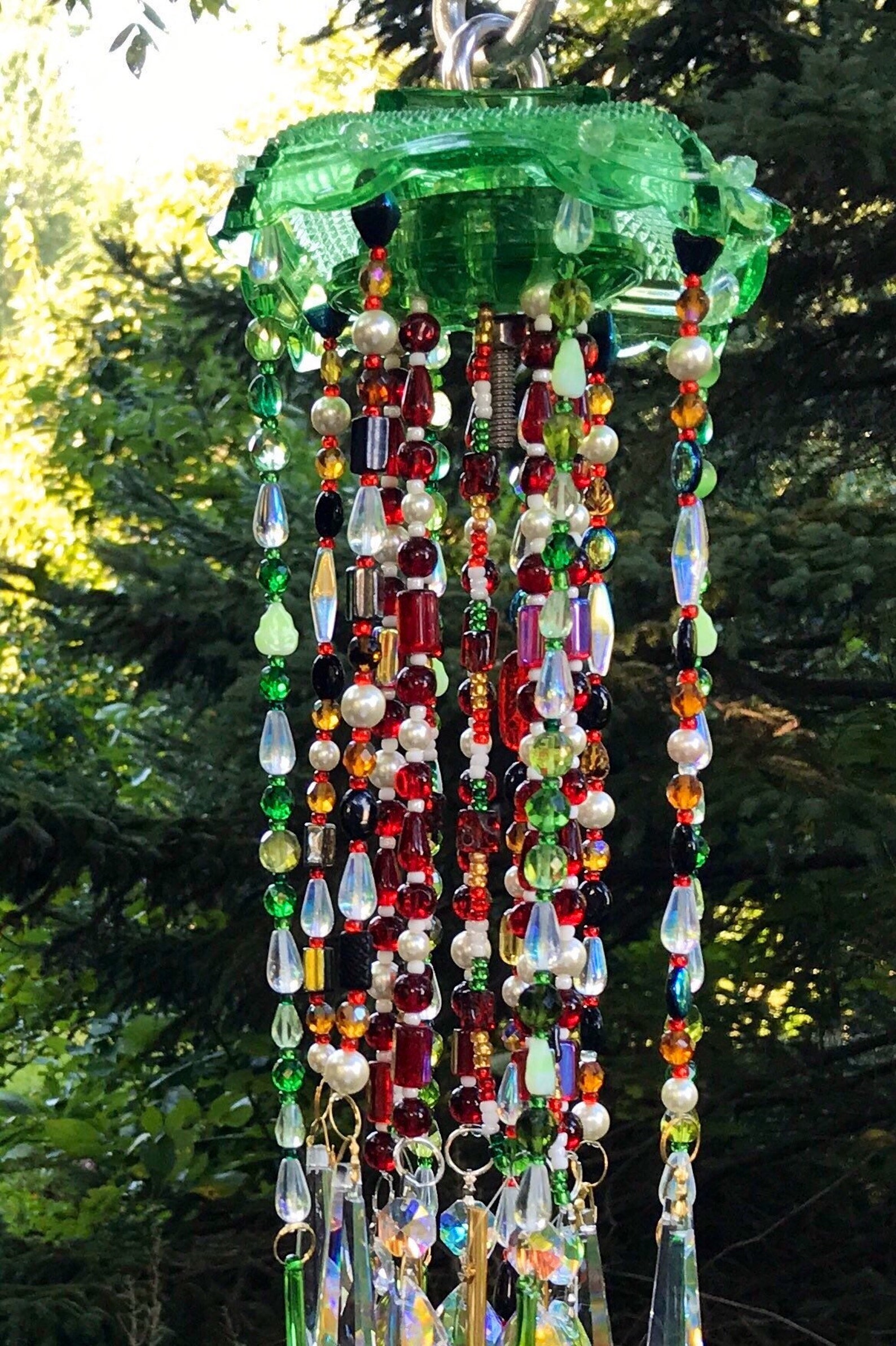 Crystal and Glass Bead Angelic Square Unique Wind Chime Handmade OOAK ...