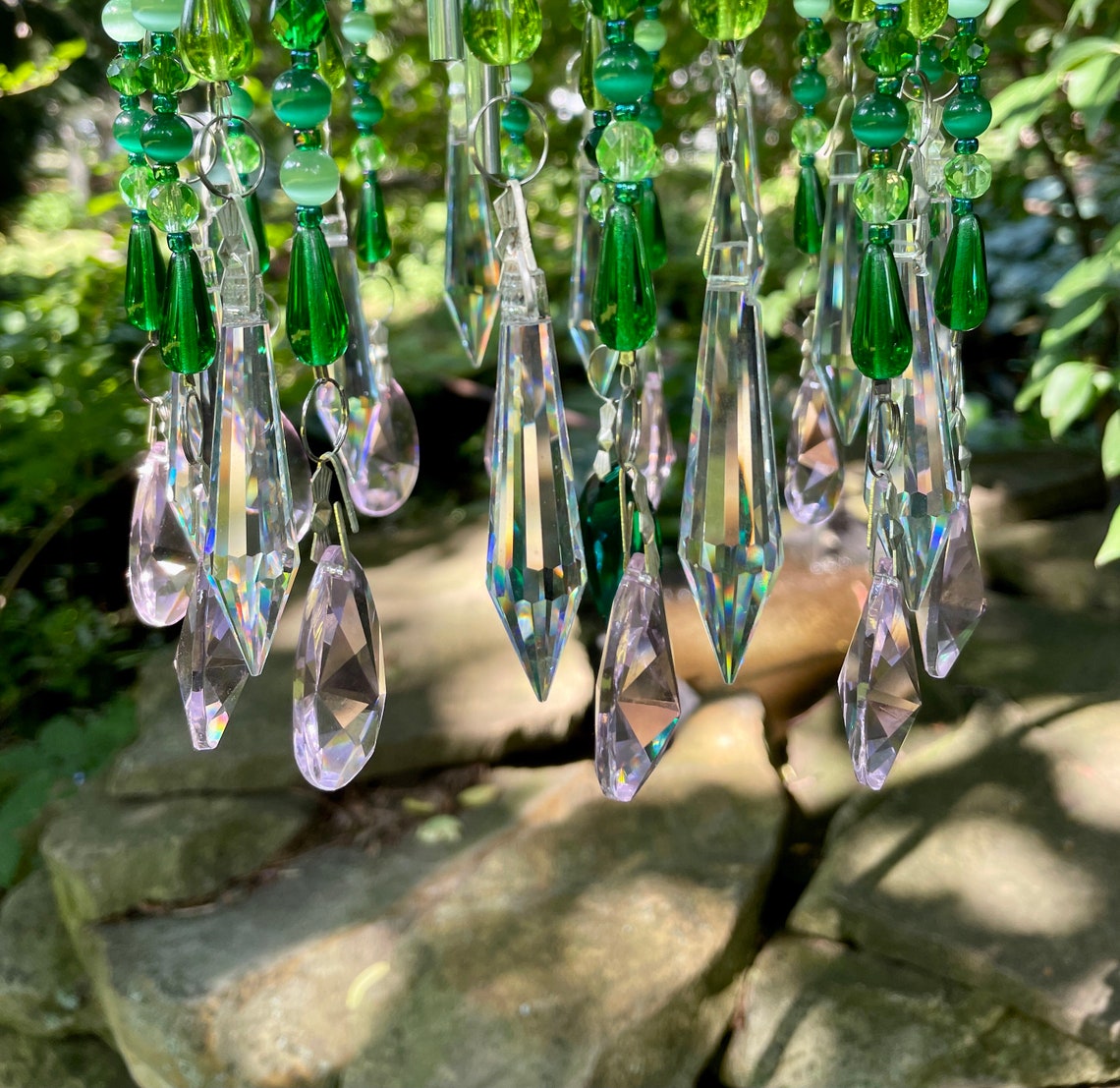 The Meadow Crystal and Glass Beaded Wind Chime - Etsy