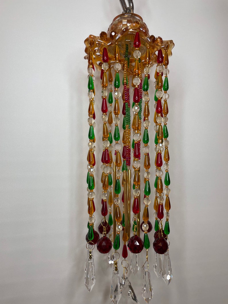 The Golden Cap Crystal and Glass Beaded Wind Chime Gift for Holiday ...