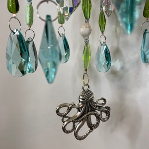 Octopus Garden Wind Chime: Green Glass Beads & Crystals - Etsy