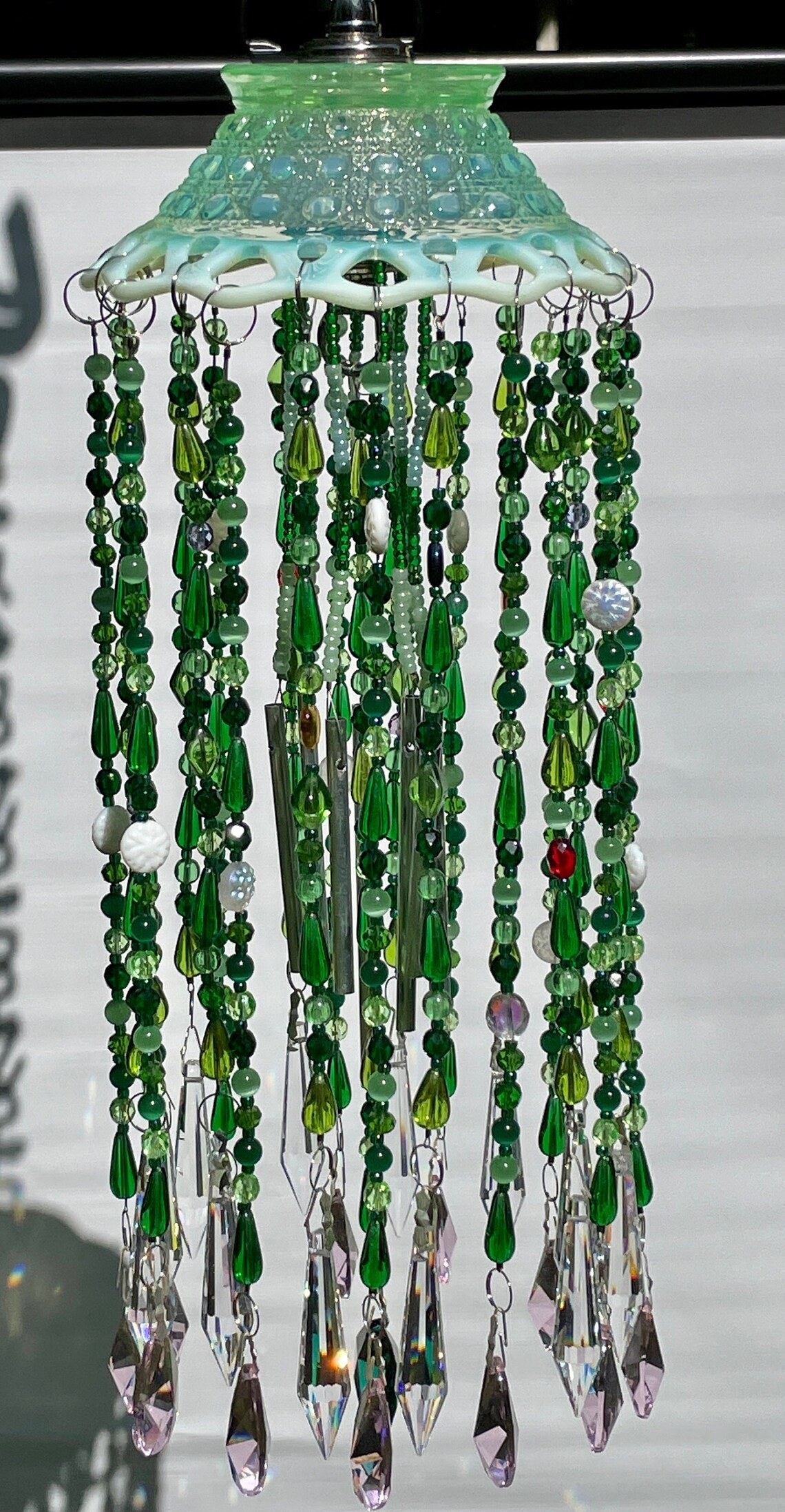 The Meadow Crystal and Glass Beaded Wind Chime - Etsy