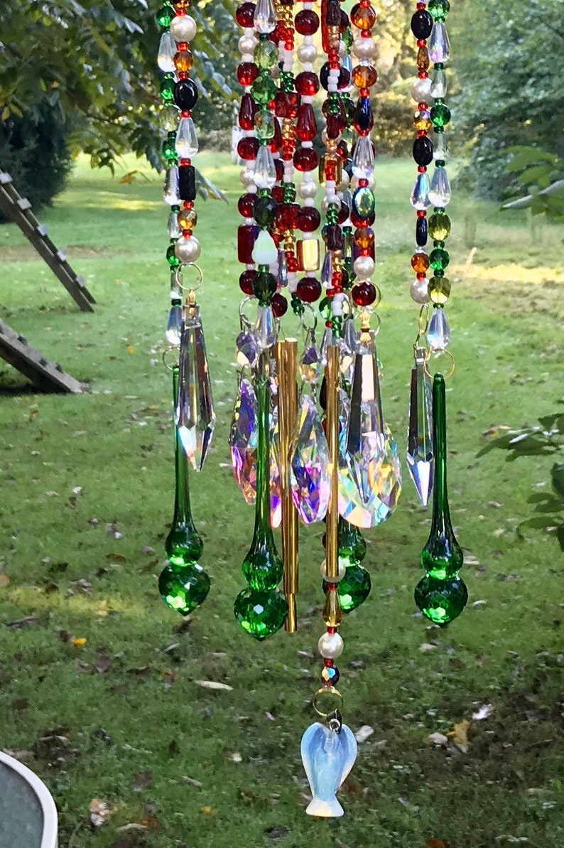 Crystal and Glass Bead Angelic Square Unique Wind Chime - Etsy