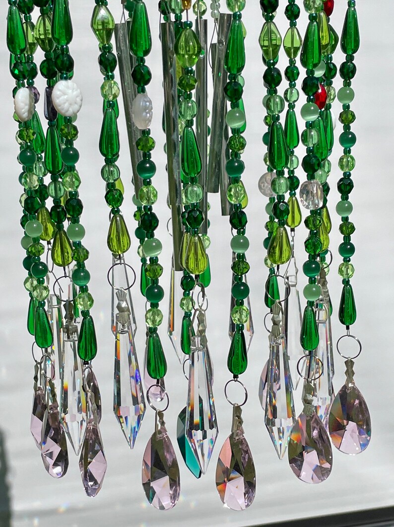 The Meadow Crystal and Glass Beaded Wind Chime - Etsy