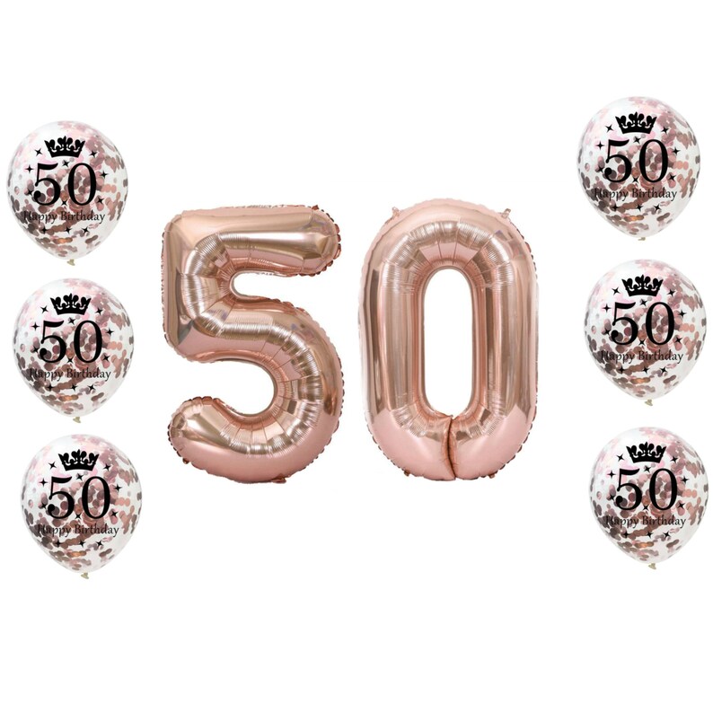 50th Birthday Decorations Rose Gold 50 Number Balloons - Etsy Australia