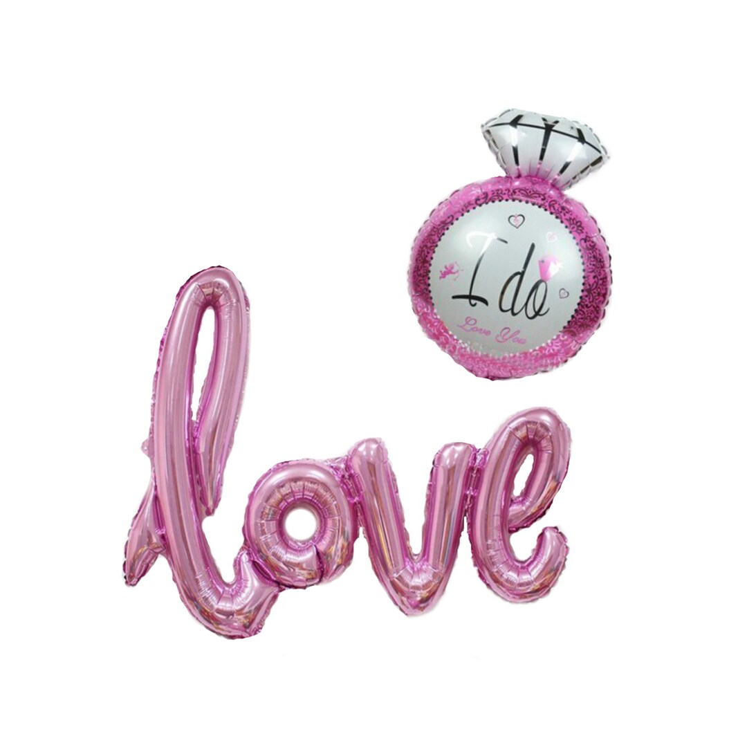 Love Script Balloon & Engagement Ring, Valentines Day Gifts, Pink ...