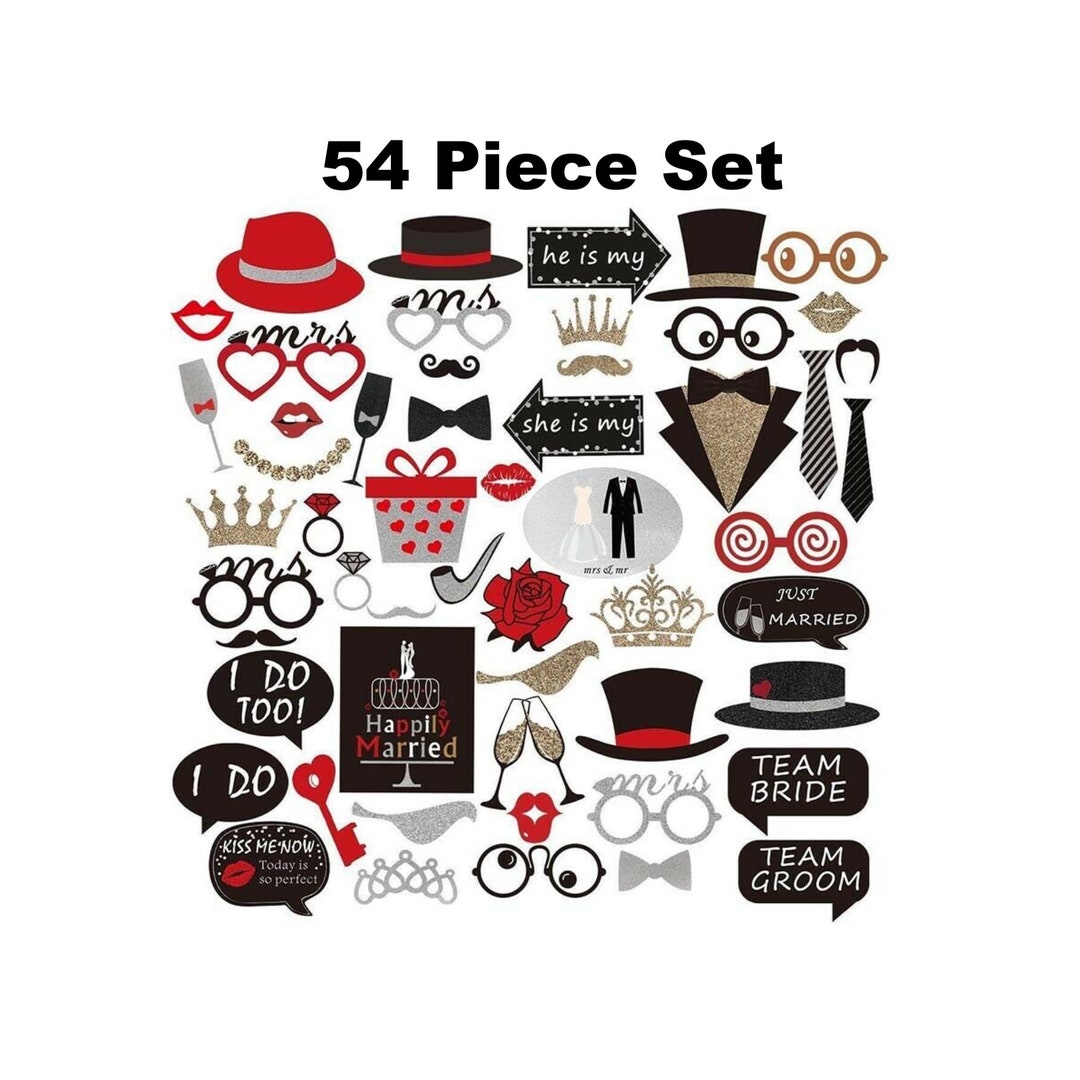 Wedding Photo Booth Props, Photobooth Props, Wedding Decorations 54 ...