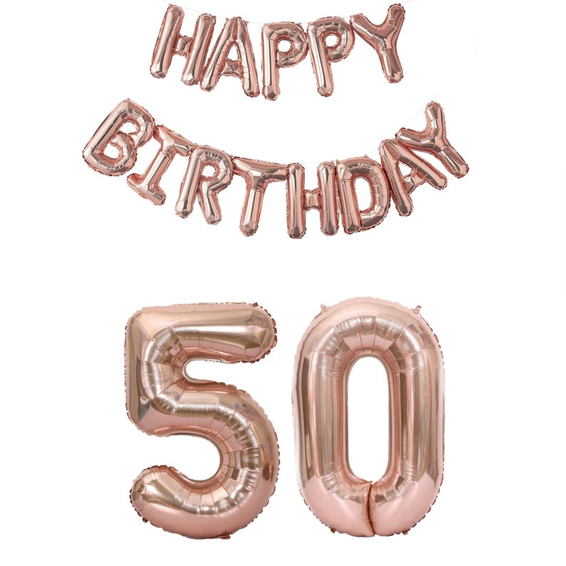 50th Birthday Decorations Rose Gold 50 Number Balloons - Etsy Australia
