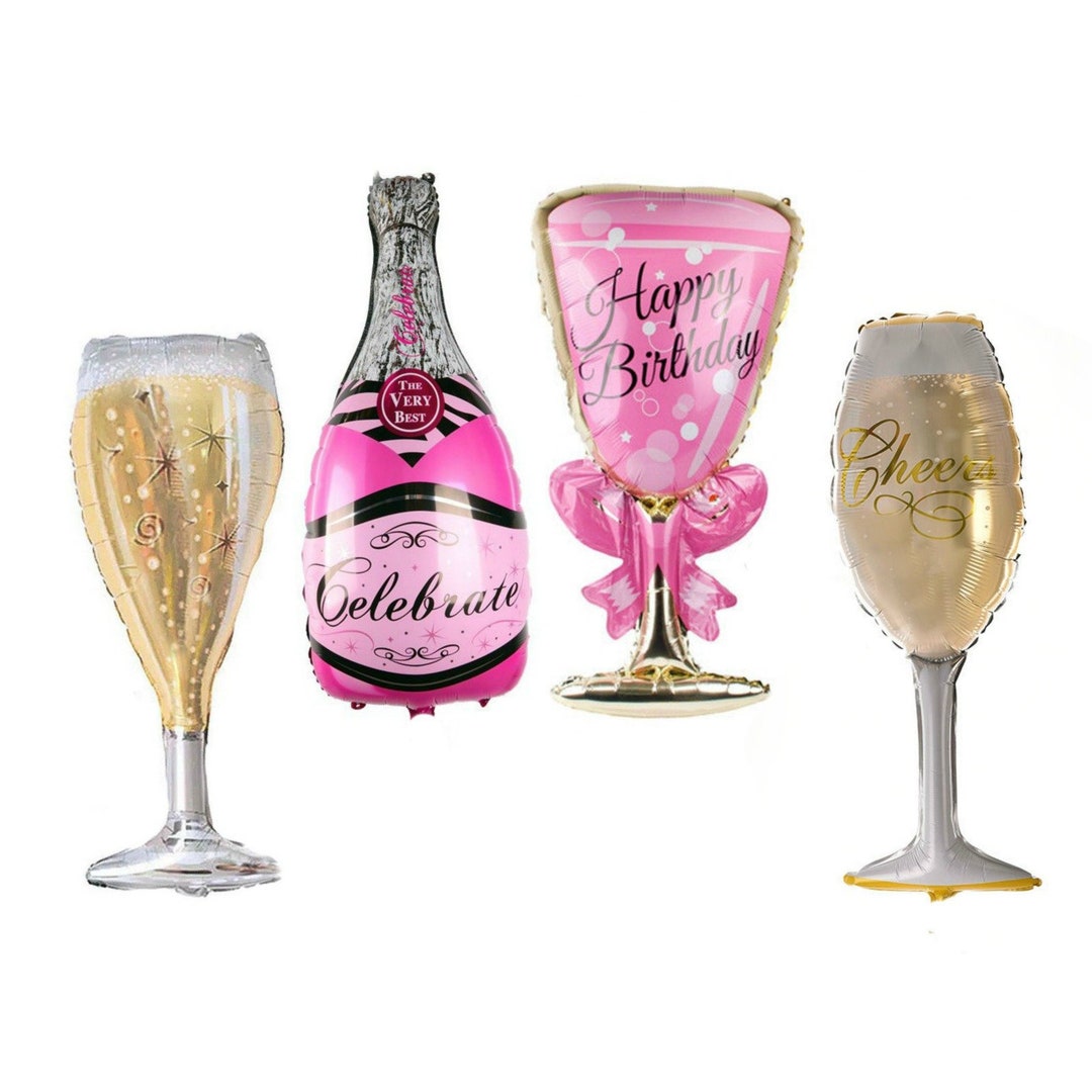 Champagne Glass & Bottle Balloons, Birthday for Her, Engagement Party ...