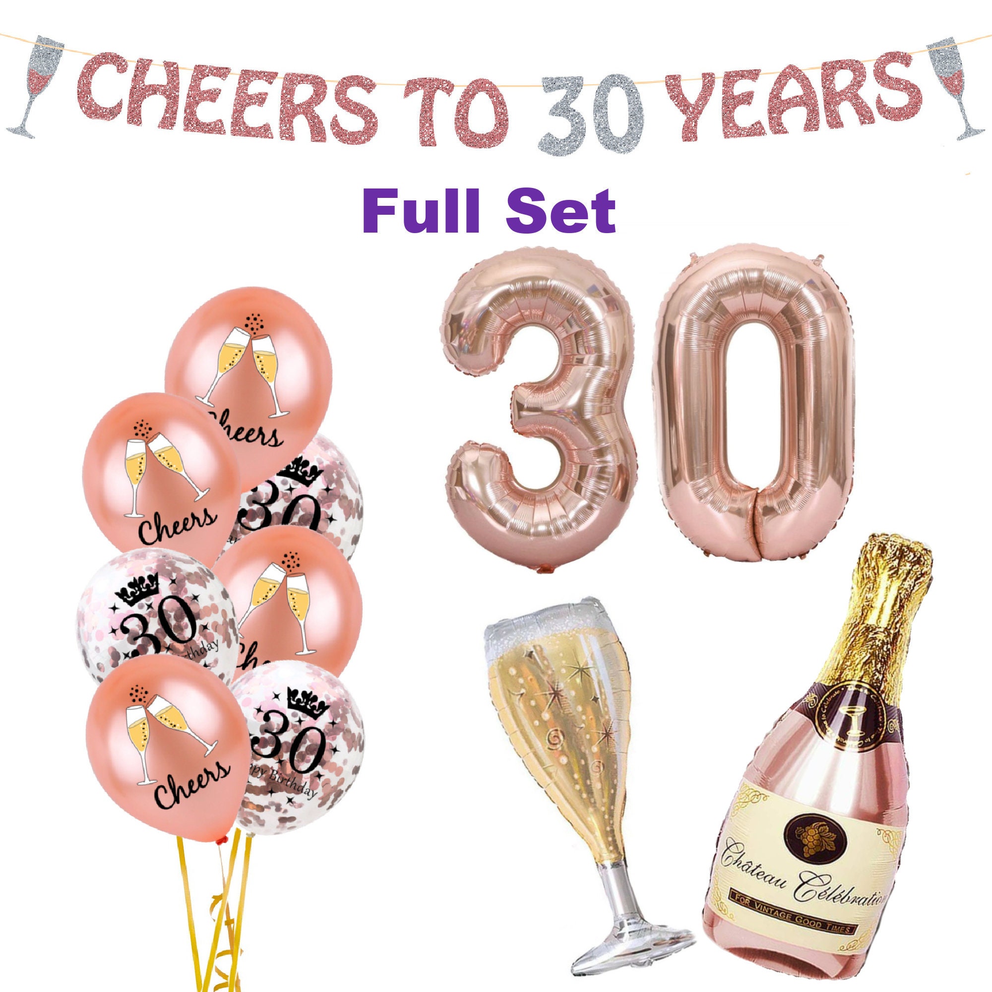 30th Birthday Decorations Rose Gold 30th Balloons Cheers to - Etsy