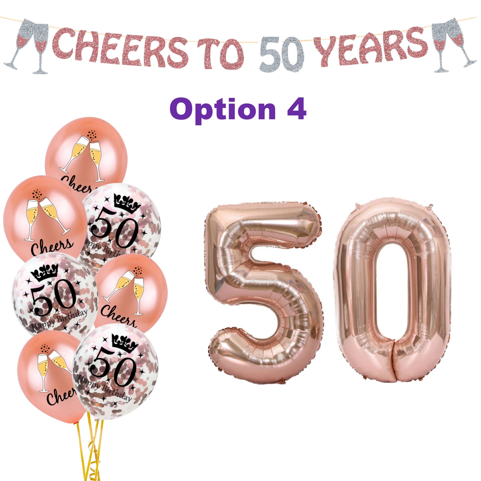 50th Birthday Decorations Rose Gold 50th Balloons Cheers to | Etsy
