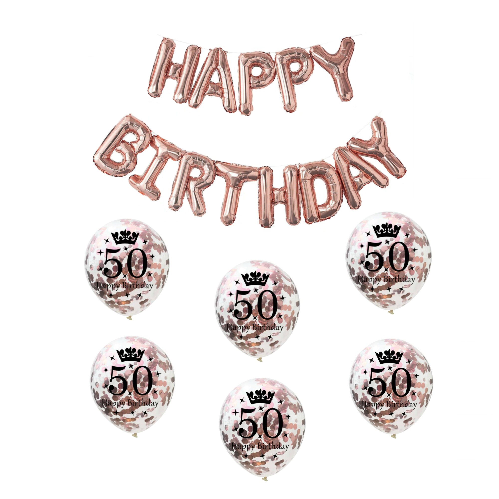 50th Birthday Decorations Rose Gold 50 Number Balloons - Etsy Australia