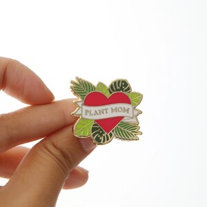 Plant Mom Hard Enamel Pin in a Mom Tattoo Style - Etsy