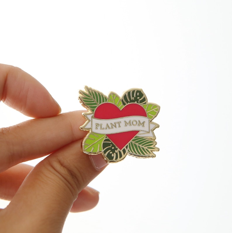 Plant Mom Hard Enamel Pin in a Mom Tattoo Style - Etsy