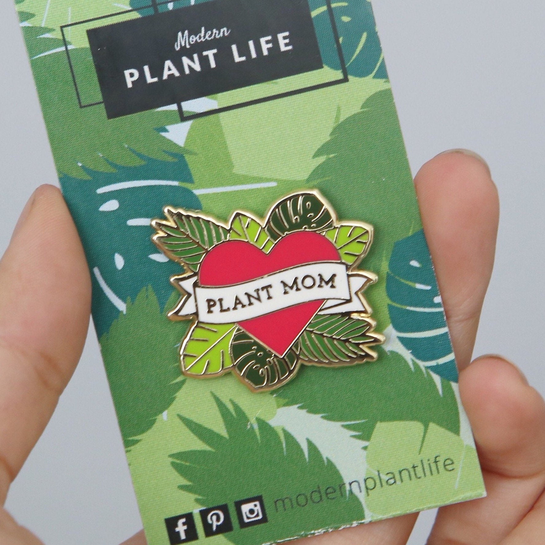 Plant Mom Hard Enamel Pin in a Mom Tattoo Style - Etsy