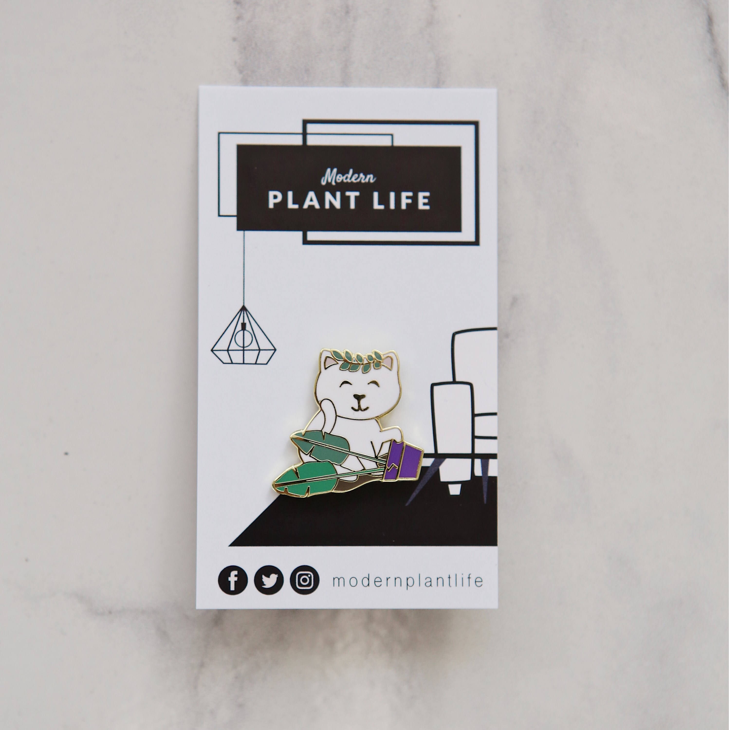 Cat Knocking Over a Plant Hard Enamel Pin - Etsy