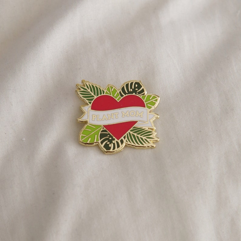 Plant Mom Hard Enamel Pin in a Mom Tattoo Style - Etsy
