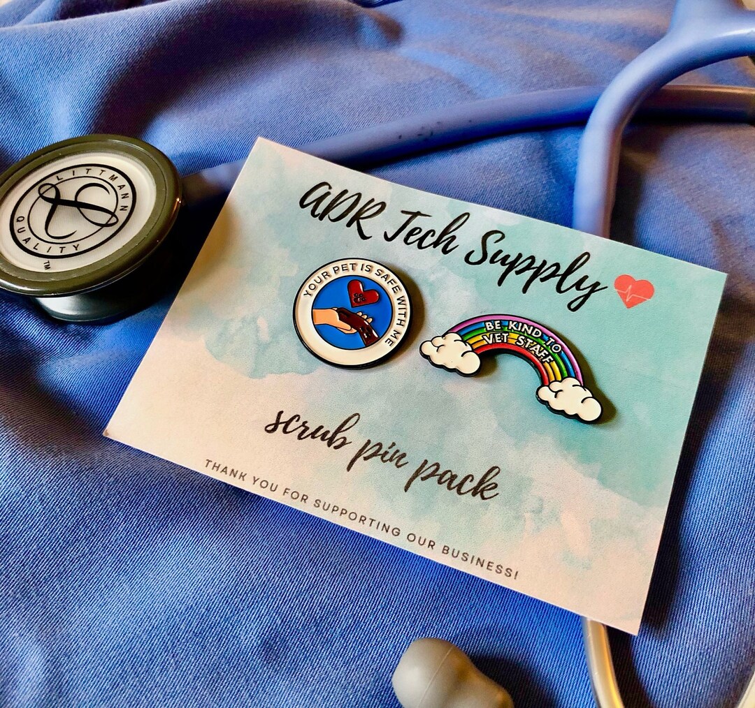 Vet Med Scrub Pin Pack Vet Nurse Soft Enamel Pins Your Pet is Safe With ...