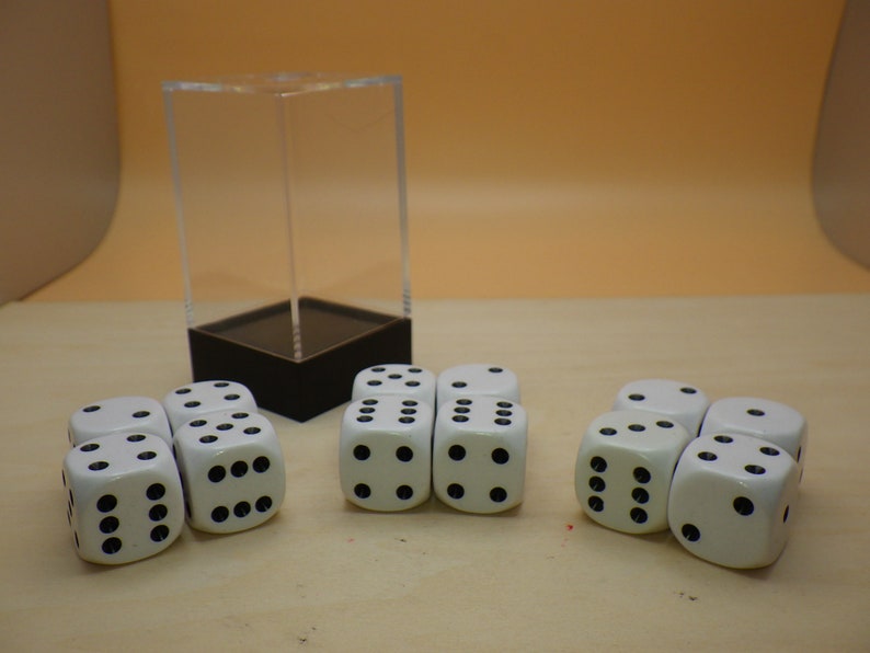 16mm 12D6 Dice Block - White With Black -tool Tabletop Roleplay Games ...