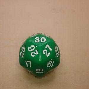 33mm D30 (thirty Sided) Die White With Black - RPG Tool Tabletop ...