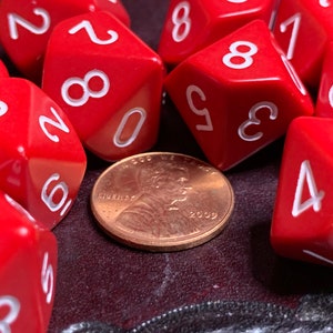 16mm Dice 10d10 (ten Ten-sided)- Red With White - RPG Tool Tabletop ...