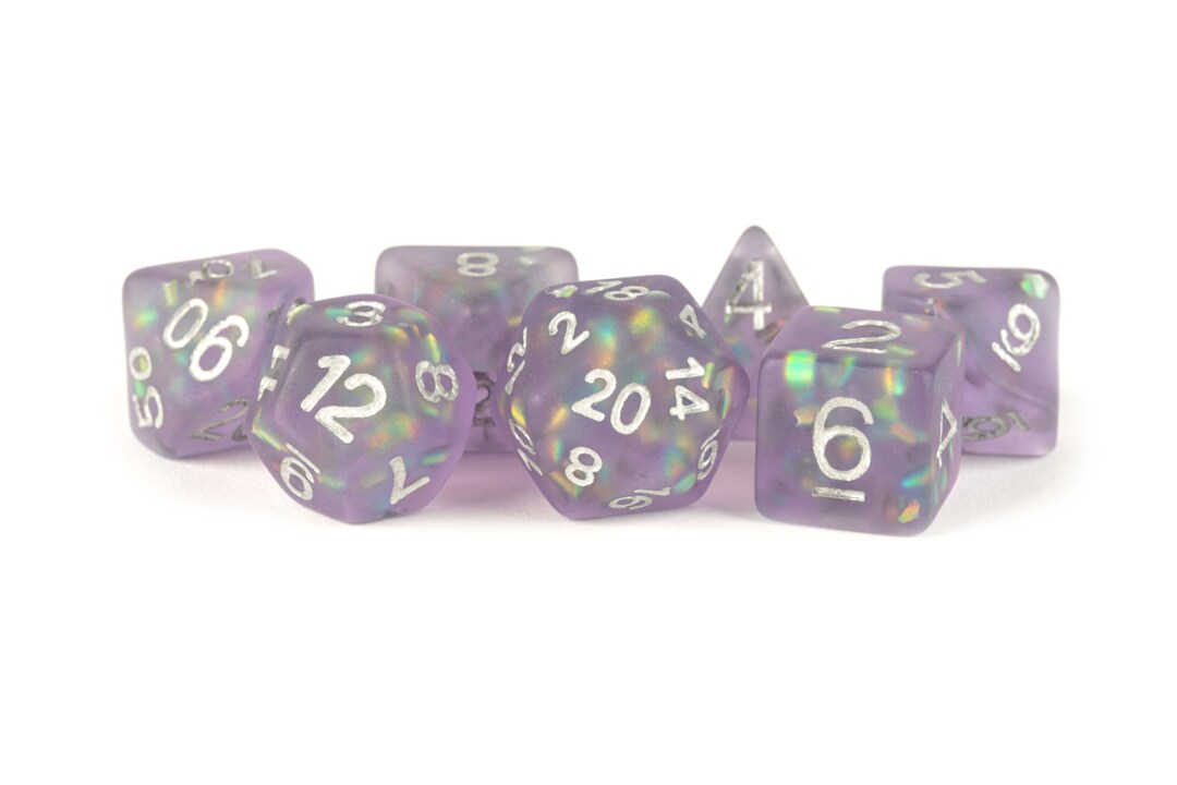 Icy Opal Purple 16mm 7 Polyhedral Dice Set Tabletop RPG Gaming Roleplay ...