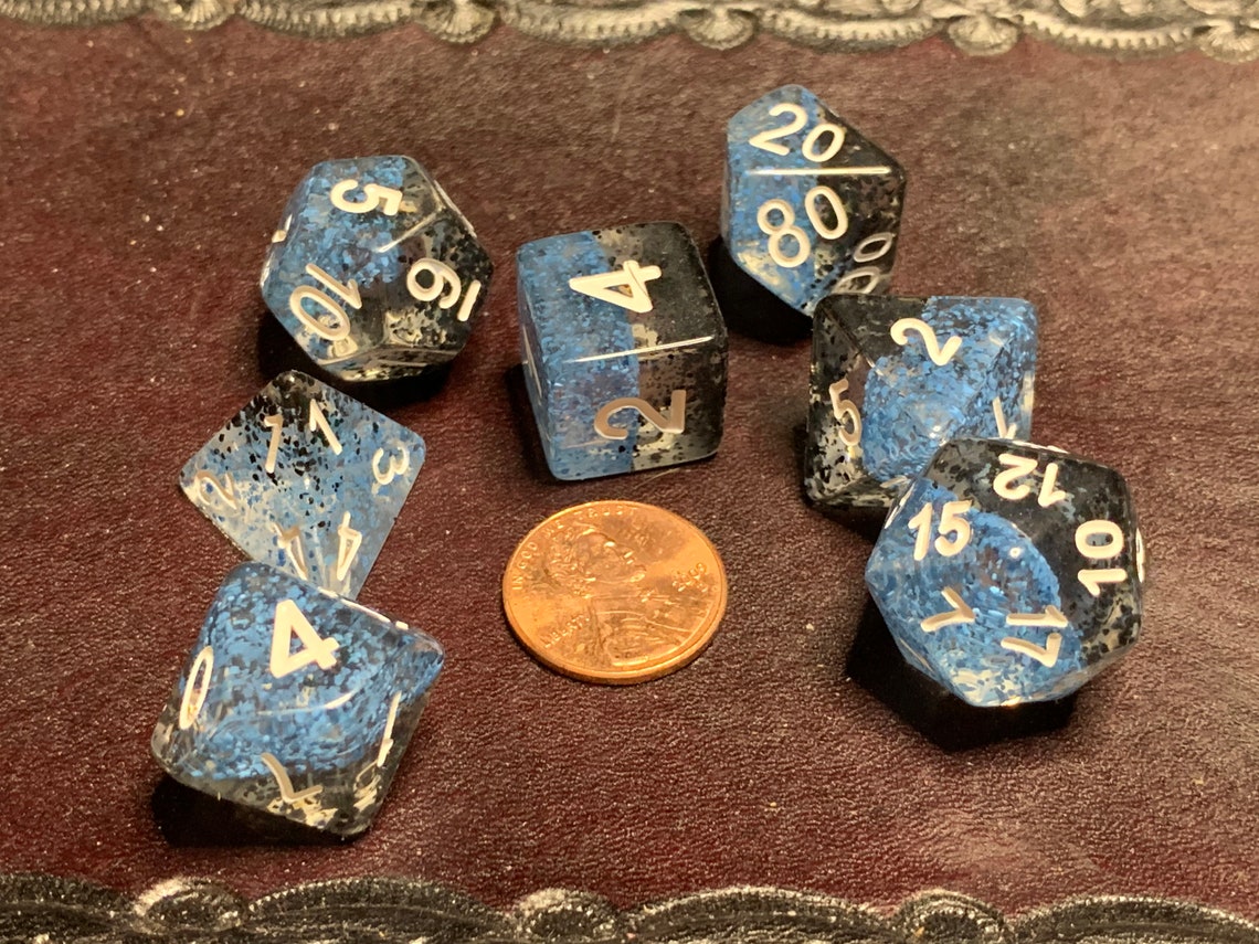 Particle Blue and Black 16mm Resin Poly Dice Set Tabletop Role | Etsy