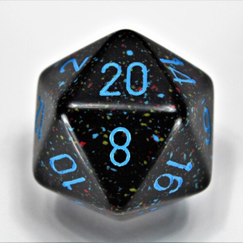 Stealth Jumbo 34mm Speckled D20 Die Blue & Black With White - Etsy