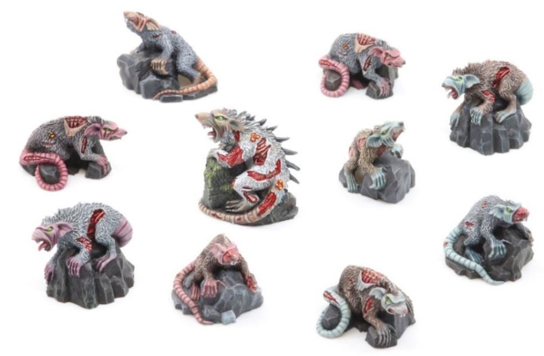 Zombie Rats Pack (10) Miniatures Figures RPG Tabletop Roleplay Games ...