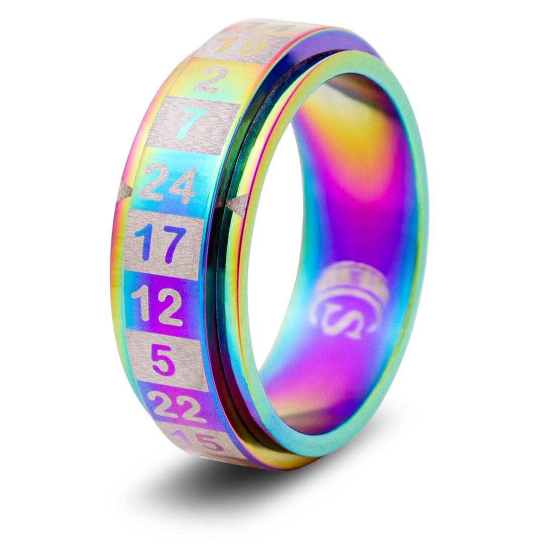 24-sided (d24) Dice Random Number Spinner Ring Rainbow RPG Gaming ...
