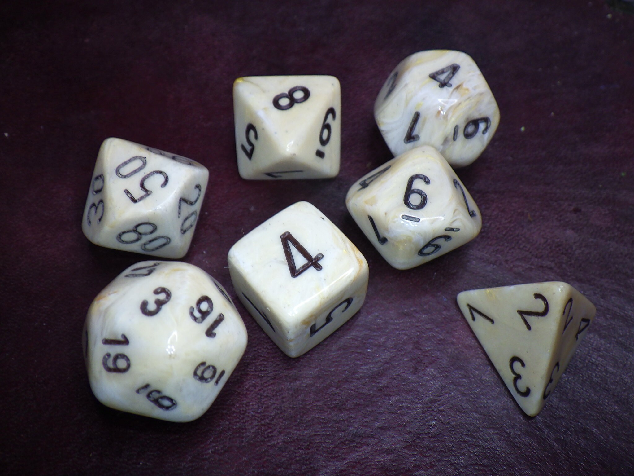 7 Die Polyhedral Dice Set Marble Ivory With Black RPG - Etsy