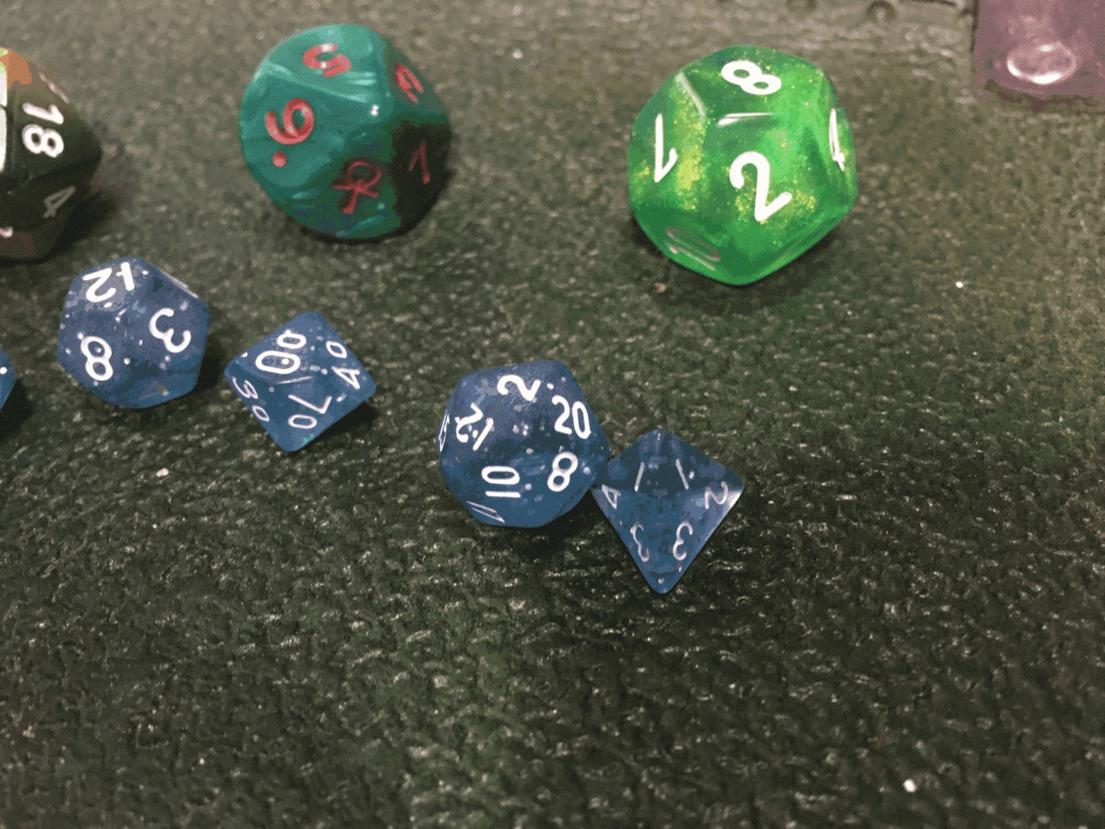Transparent Glitter Blue White 10MM Mini Polyhedral 7-die Roleplaying ...