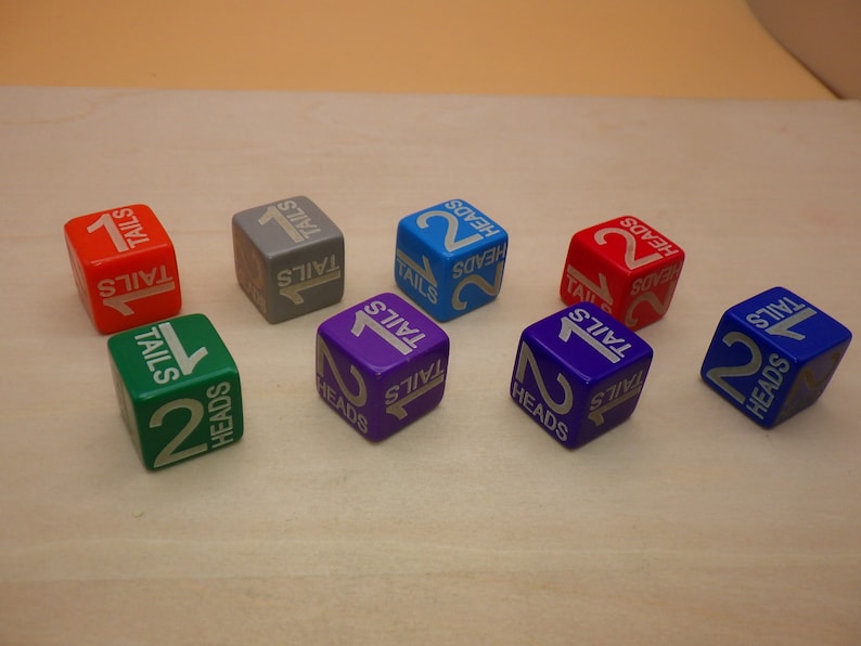 Heads or Tails Flip Die | Custom Engraved D6 Coin Toss | RPG Gaming ...
