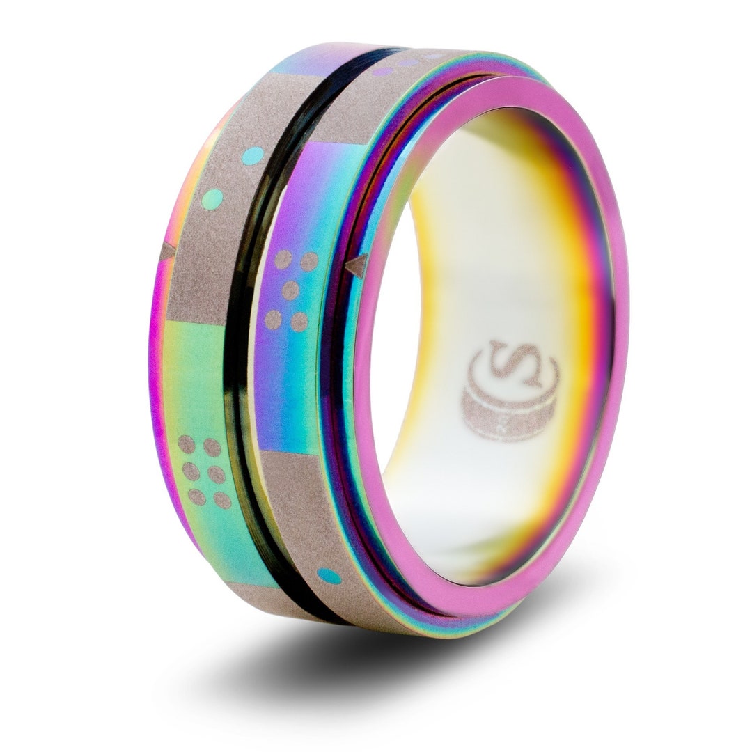 2d6-sided (with Pips) Dice Random Number Spinner Ring Rainbow RPG ...