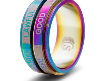 Alignment Dice Random Number Spinner Ring Black Tabletop RPG | Etsy