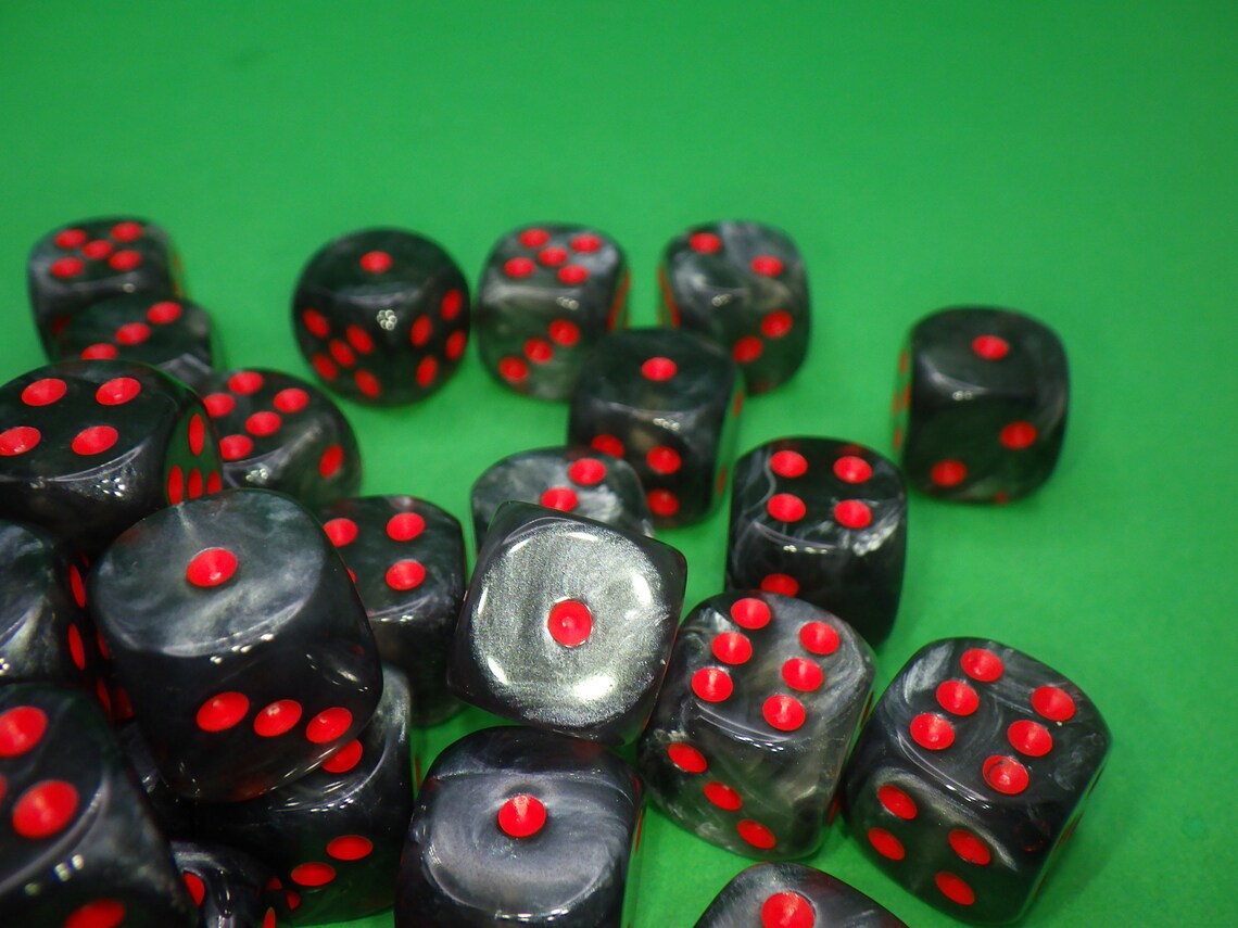 12mm 36D6 Dice Block (thirty Six Die) - Velvet Black With Red - RPG ...