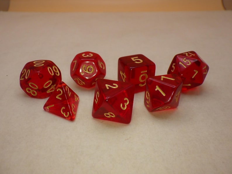 Set of 7 Polyhedral Standard Sized Dice, "blood Lust" - RPG Tool ...