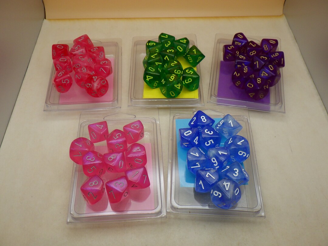10D10 16mm Sets of Ten D10 Dice - Five Different Style/color Options ...