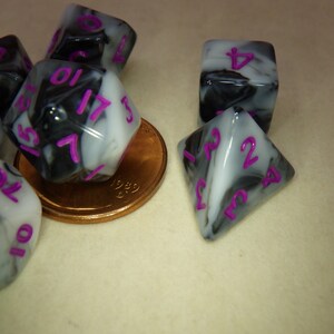 Marble With Purple Numbers 10mm Mini Poly 7 Dice Set - RPG Tool ...
