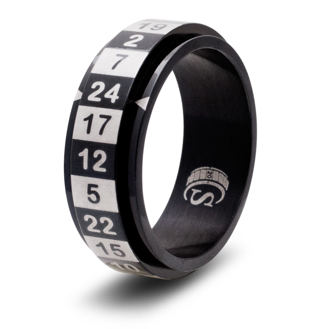 24-sided d24 Dice Random Number Spinner Ring Black RPG Gaming Tabletop ...