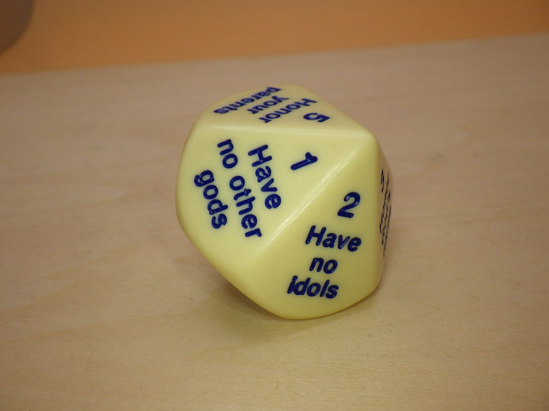 Ten 10 Commandments D10 Die 29mm Ivory With Blue Random Roll Decision ...